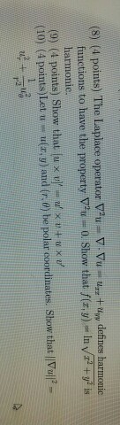 Solved The Laplace operator nabla^2u = nabla middot nabla u | Chegg.com