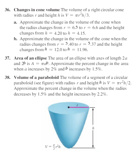 Solved Changes in cone volume The volume of a right circular | Chegg.com