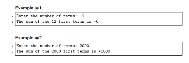 Solved Write a program to compute the sum of the n first | Chegg.com