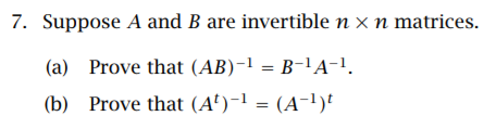 Solved Suppose A and B are invertible n × n matrices. (a) | Chegg.com
