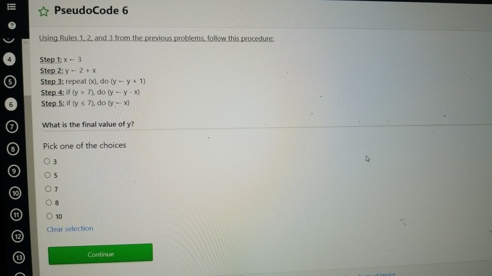 Solved ☆ Pseudocode 4 For this question, use the same rule | Chegg.com