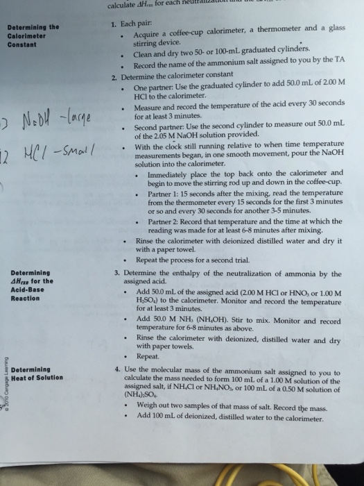 Information you may need to calculate delta H, and | Chegg.com