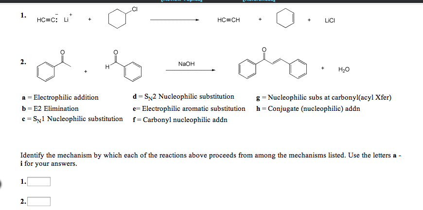 Solved Identify the mechanism by which each of the reactions | Chegg.com