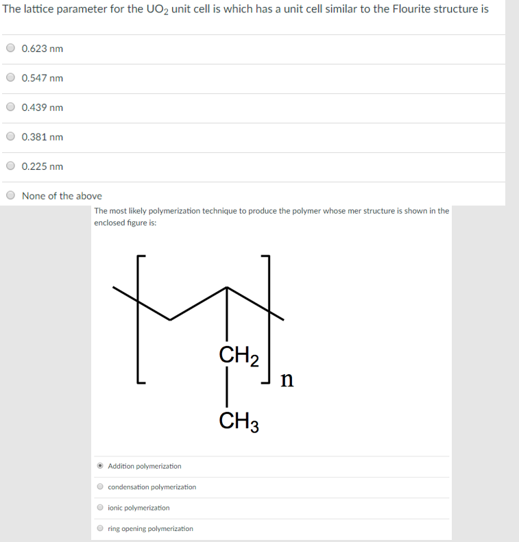 Solved The lattice parameter for the UO2 unit cell is which | Chegg.com