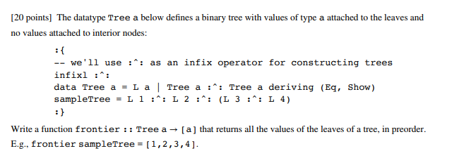 120 Points The Datatype Tree A Below Defines A 