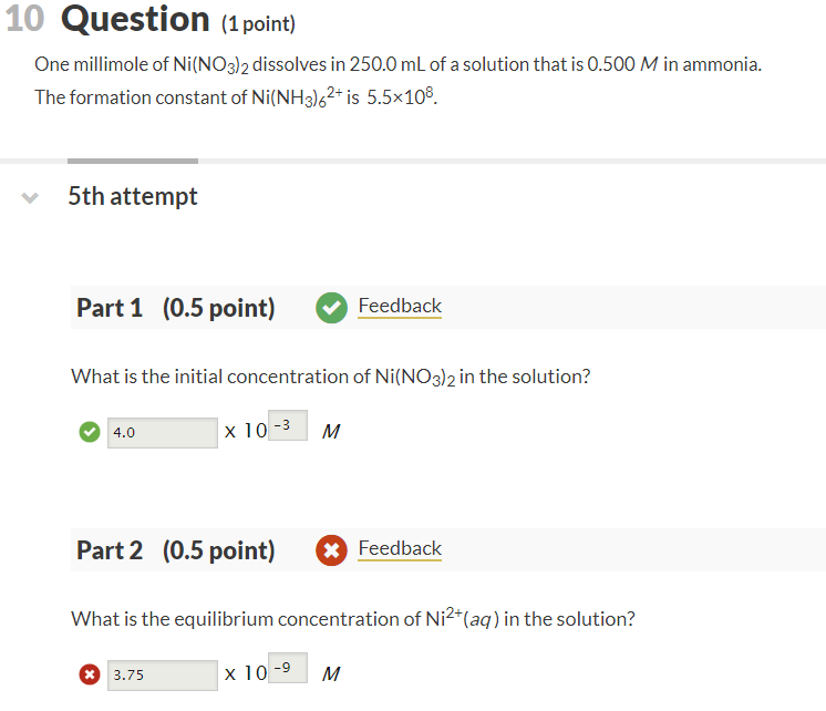 Solved One millimole of Ni(NO3)2 dissolves in 250.0 mL of a | Chegg.com