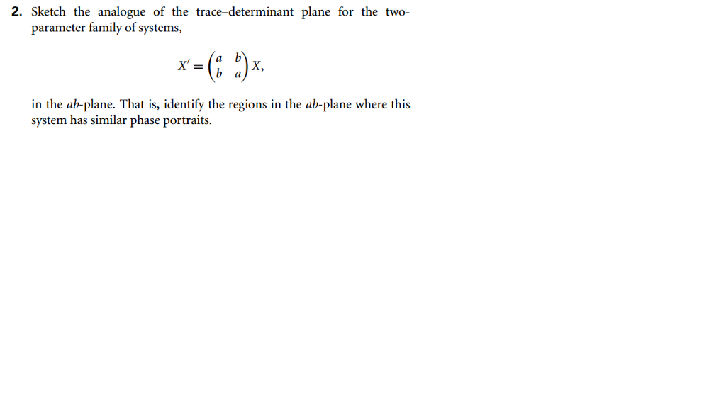 Solved Sketch the analogue of the trace-determinant plane | Chegg.com