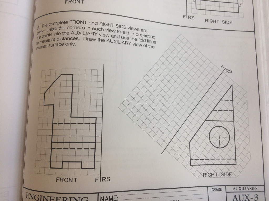 Solved The complete front and right side views are given. | Chegg.com