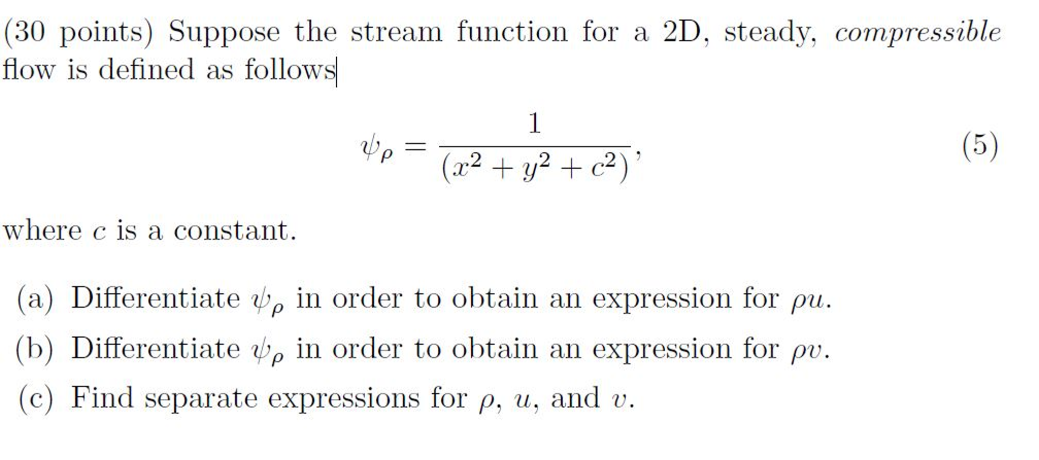 Suppose the stream function for a 2D, stead, | Chegg.com
