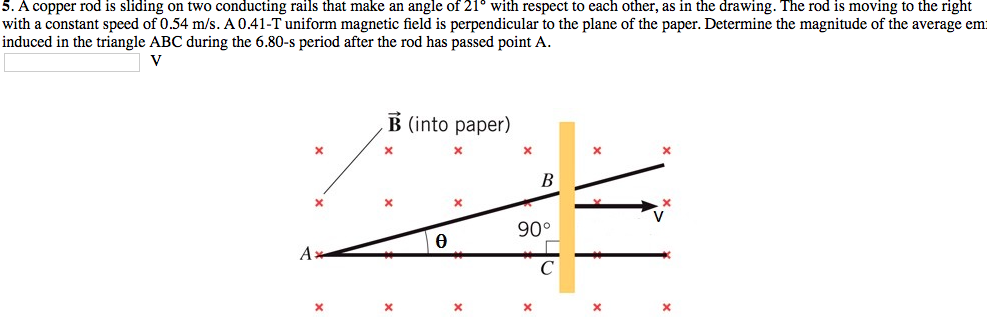Solved 5. A copper rod is sliding on two conducting rails | Chegg.com