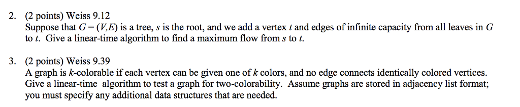 Solved (2 points) Weiss 9.12 Suppose that G-(VE) is a tree, | Chegg.com