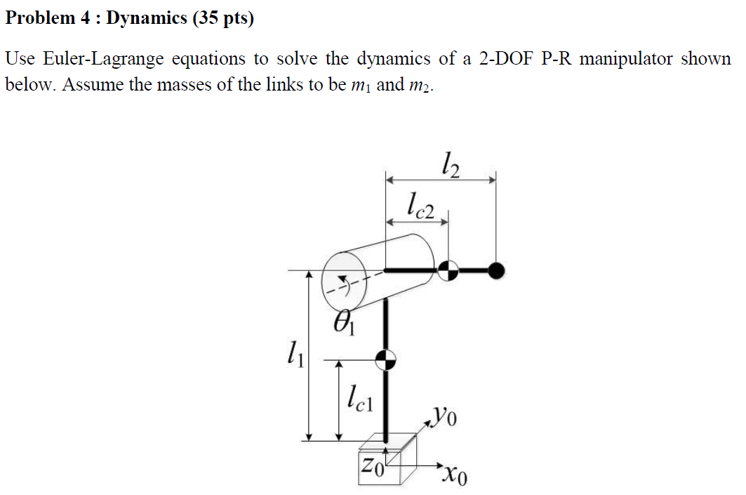 Use Euler-Lagrange equations to solve the dynamics of | Chegg.com