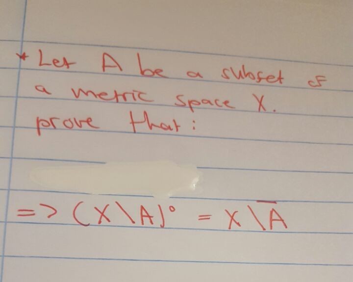Solved Let A Be A Subset Of A Metric Space X Prove That