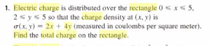 Solved Electric charge is distributed over the rectangle 0 x | Chegg.com
