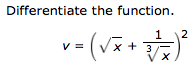 Solved Differentiate the function. v= ( square root x + 1/ | Chegg.com