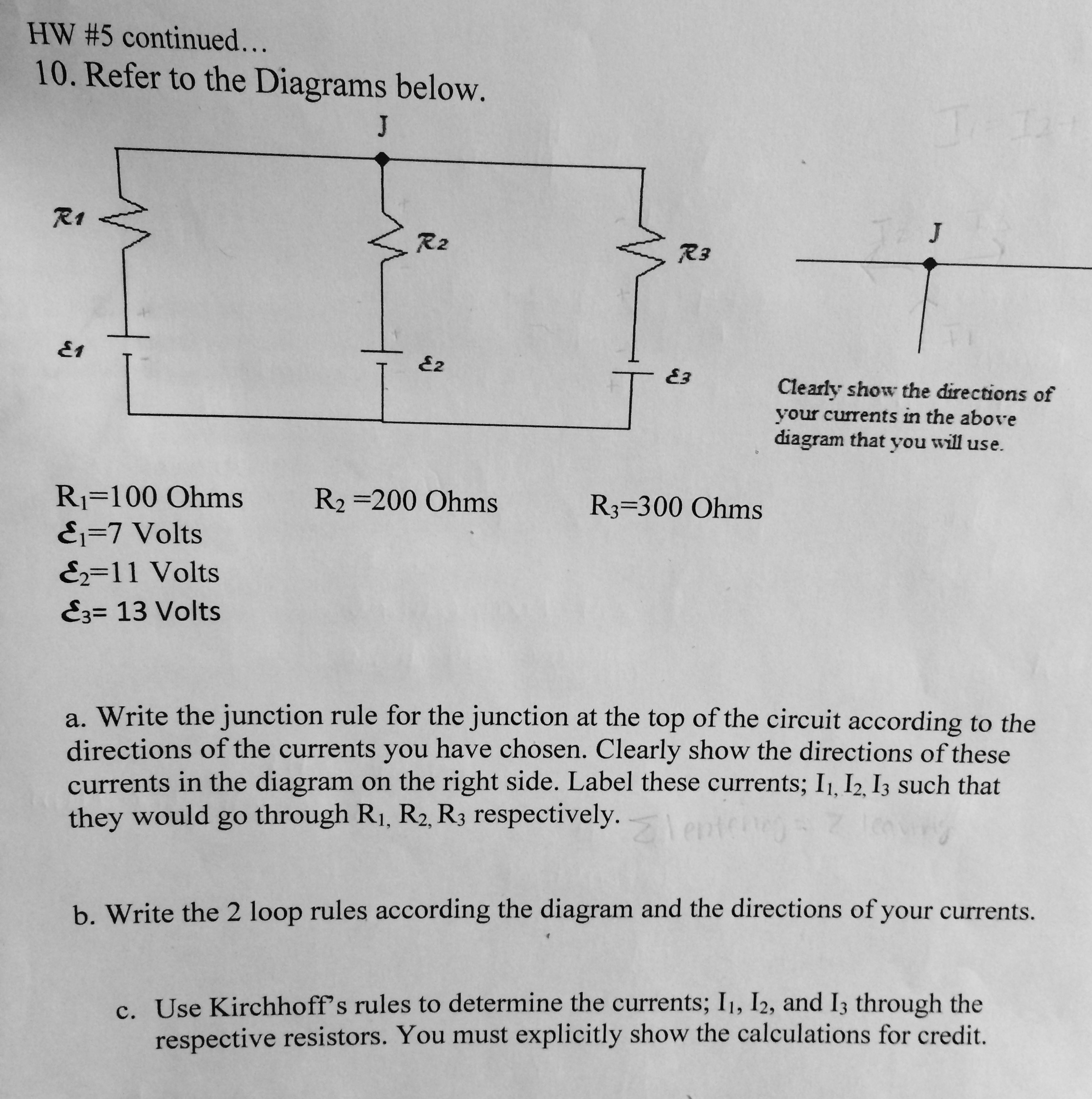 Solved Refer to the Diagram Below A. Write the junction rule | Chegg.com