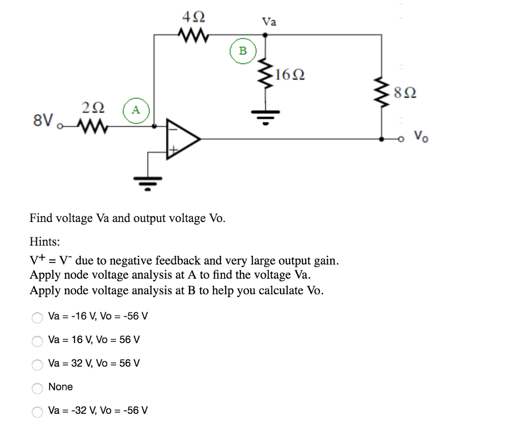 Solved Find Voltage Va And Output Voltage Vo V V Due To