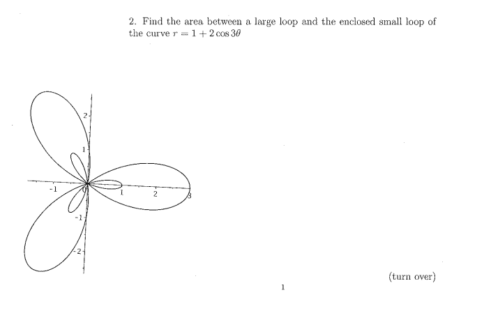 Solved 2. Find the area between a large loop and the | Chegg.com