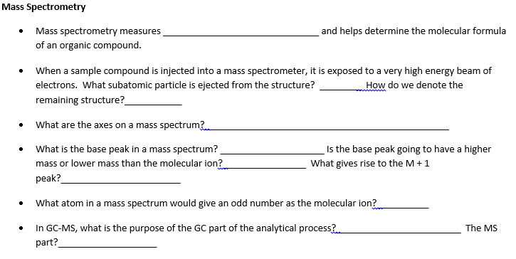Solved Mass spectrometry measures______________and helps | Chegg.com