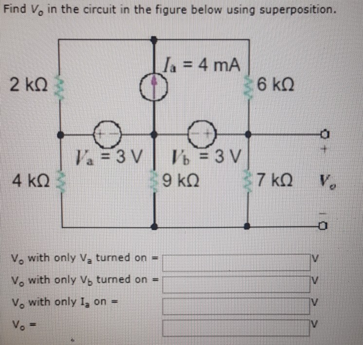 Solved Find Vo in the circuit in the figure below using | Chegg.com