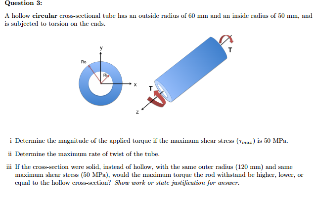Solved A hollow circular cross-sectional tube has an outside | Chegg.com