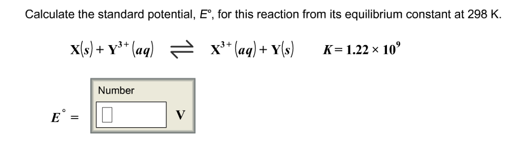 Solved Calculate the standard potential, E°, for this | Chegg.com