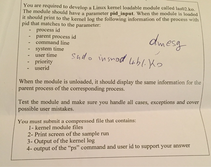 Solved You Are Required To Develop A Linux Kernel Loadable 