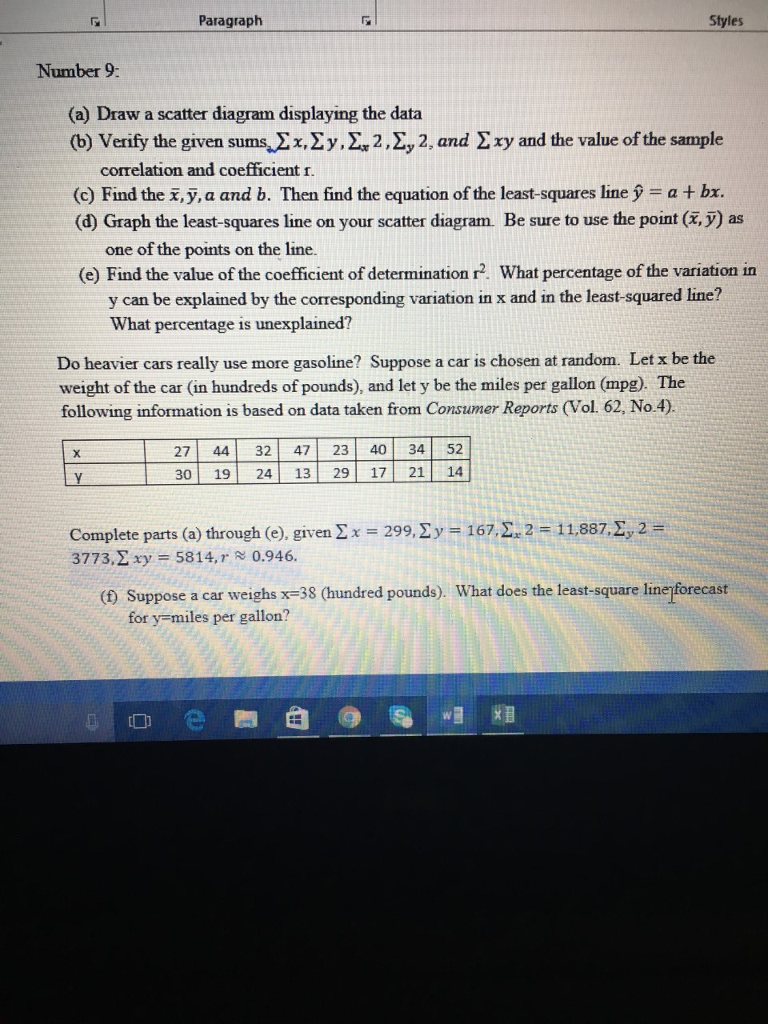 Solved Draw a scatter diagram displaying the data Verify the | Chegg.com