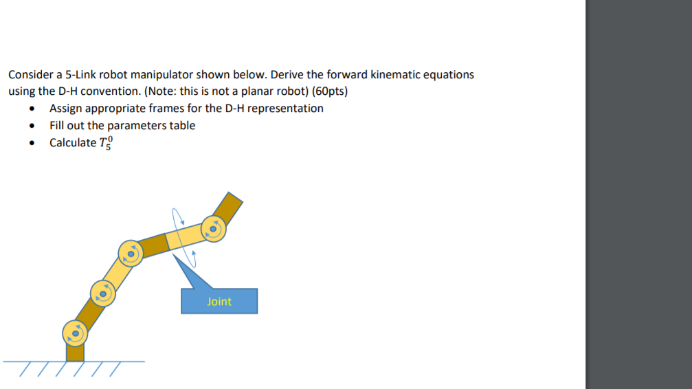 Solved Consider a 5-Link robot manipulator shown below. | Chegg.com