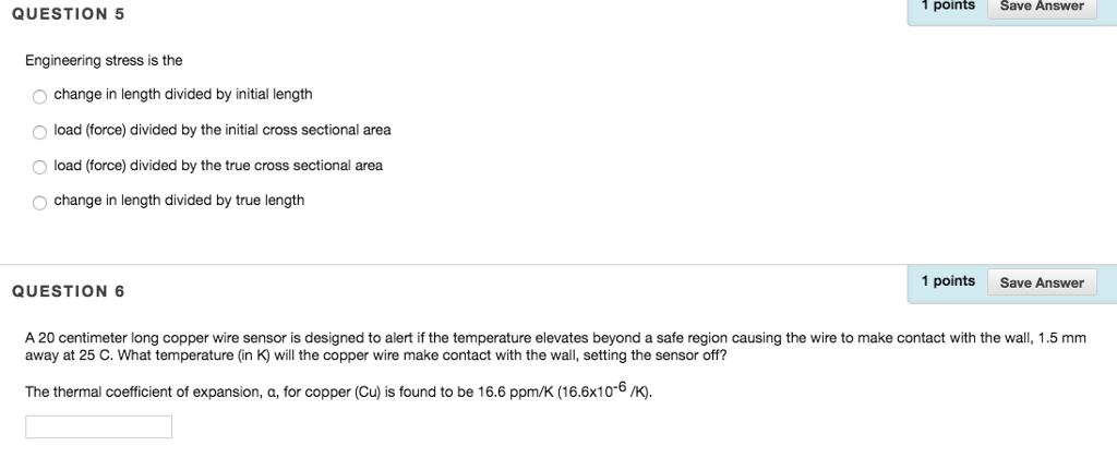Solved Engineering stress is the change in length divided | Chegg.com