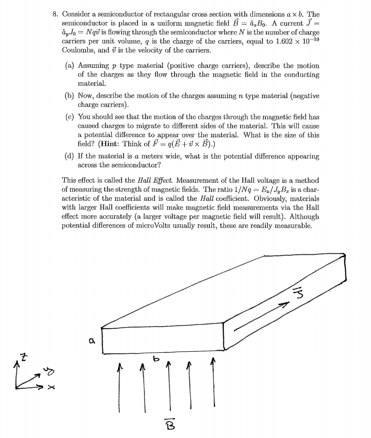 Solved Consider a semiconductor of rectangular cross section | Chegg.com