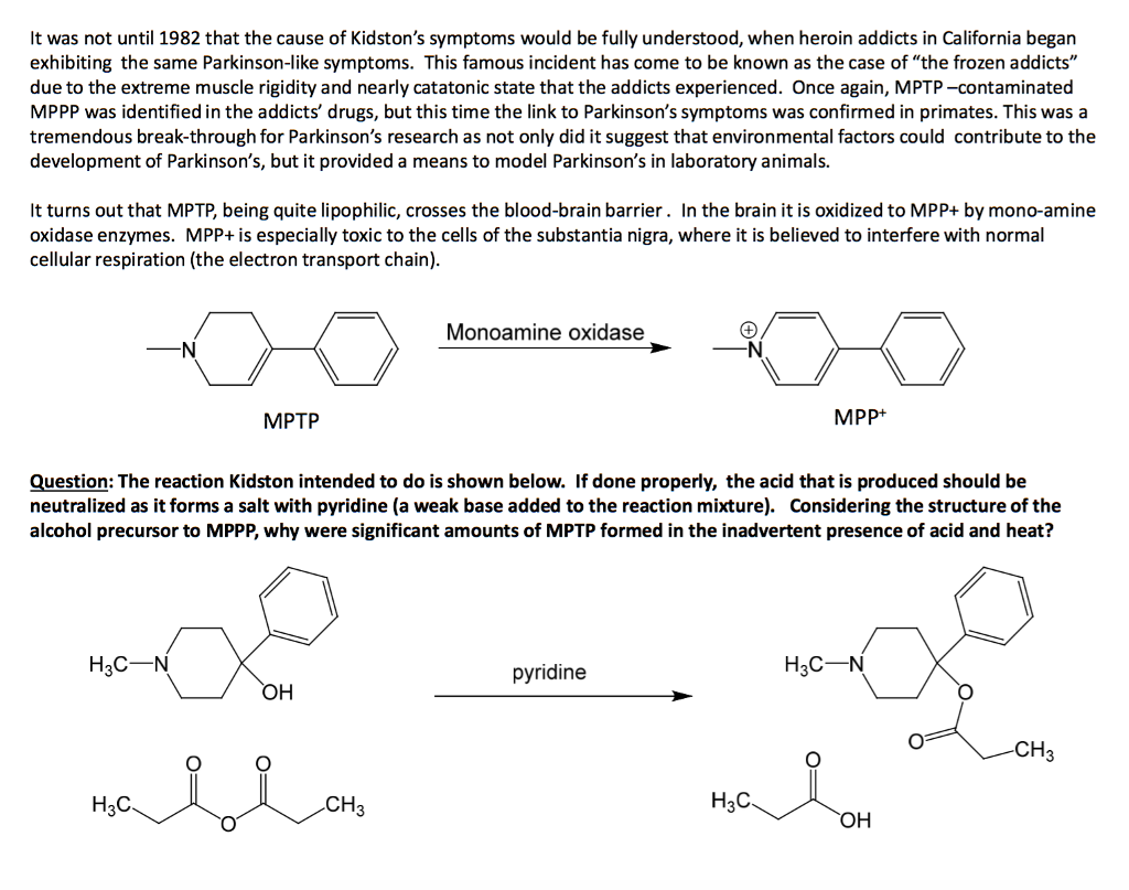 Solved MPTP and the Frozen Addicts: An Unfortunate | Chegg.com