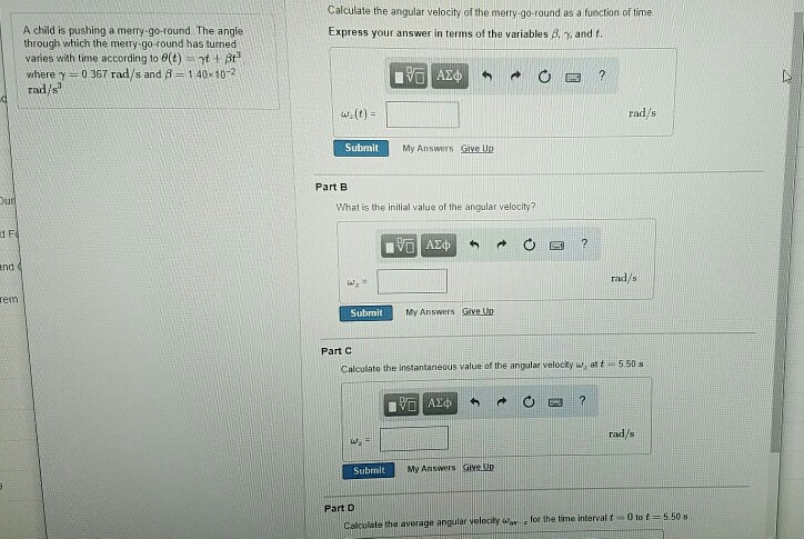 Solved Calculate the angular velocity of the merry-go-round | Chegg.com
