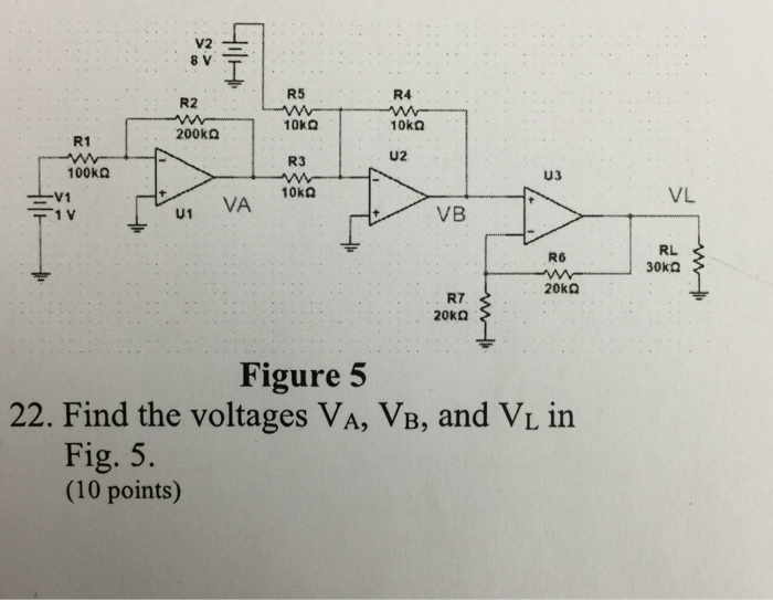Solved 22.Find the voltages VA, VB, and VL in Fig. 5. | Chegg.com