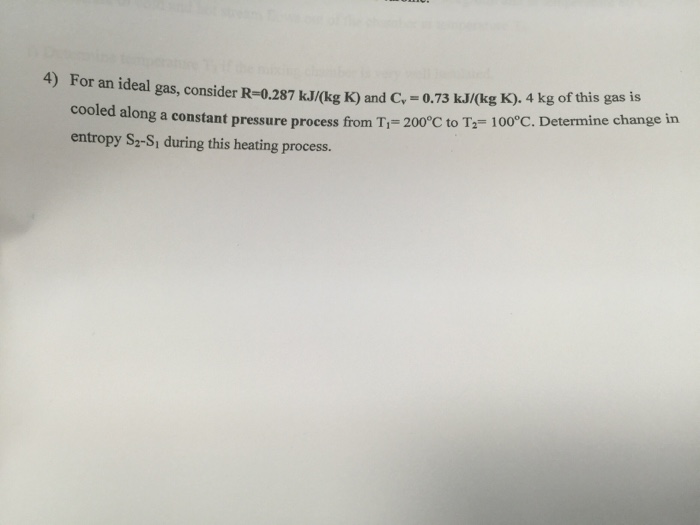 Solved For an ideal gas, consider R=0.287 kJ/(kg K) and | Chegg.com