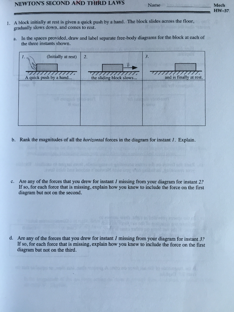 Solved A Block Initially At Rest Is Given A Quick Push By A