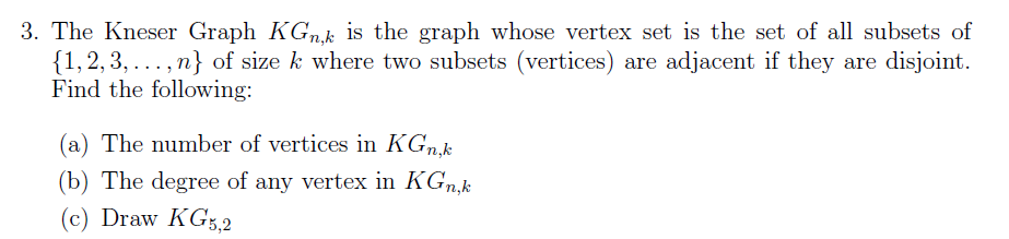 Solved The Kneser Graph KGn,k is the graph whose vertex set | Chegg.com