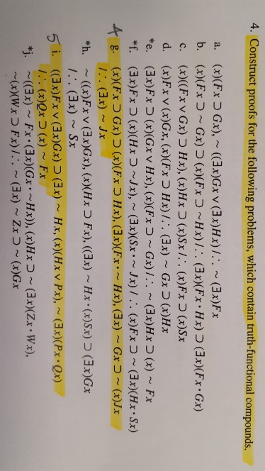 4. Construct proofs for the following problems, which | Chegg.com