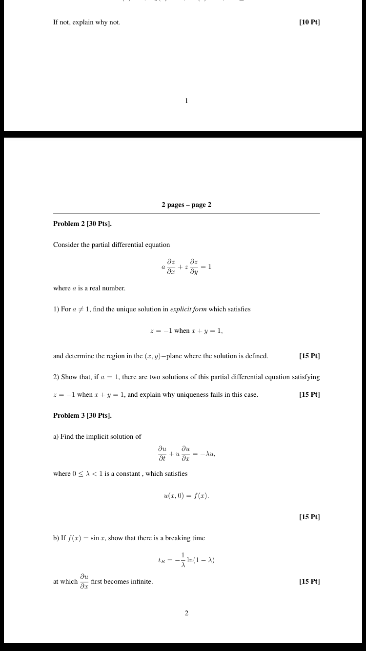 Solved Consider the partial differential equation a z/x + z | Chegg.com