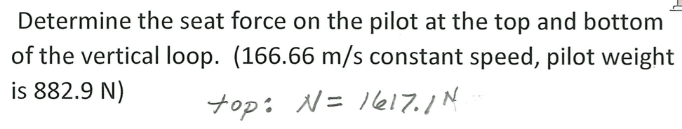 Solved Determine the seat force on the pilot at the top and | Chegg.com