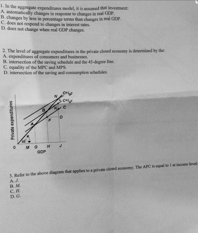 Solved In the aggregate expenditures model, it is assumed | Chegg.com