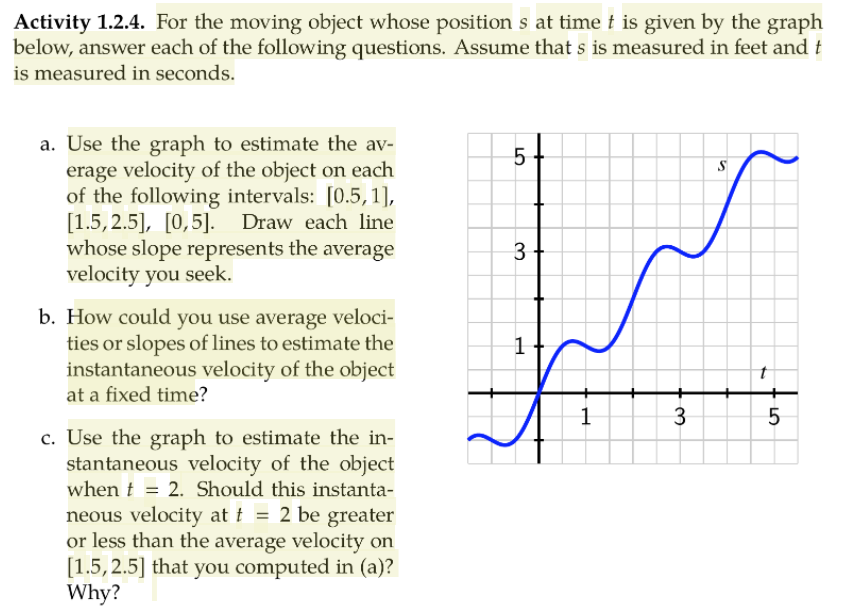 Solved Activity 1.2.4. For the moving object whose position | Chegg.com
