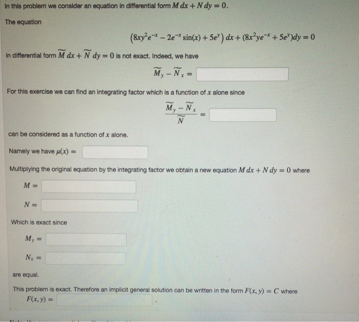 Solved In this problem we consider an equation in | Chegg.com