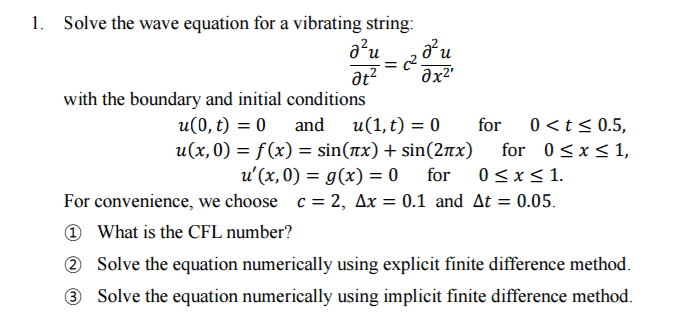 Solved Solve the wave equation for a vibrating string: | Chegg.com
