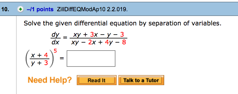 Solved Solve the given differential equation by separation | Chegg.com