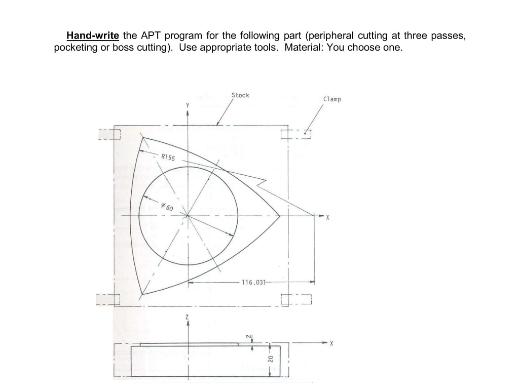 Hand-write the APT program for the following part | Chegg.com