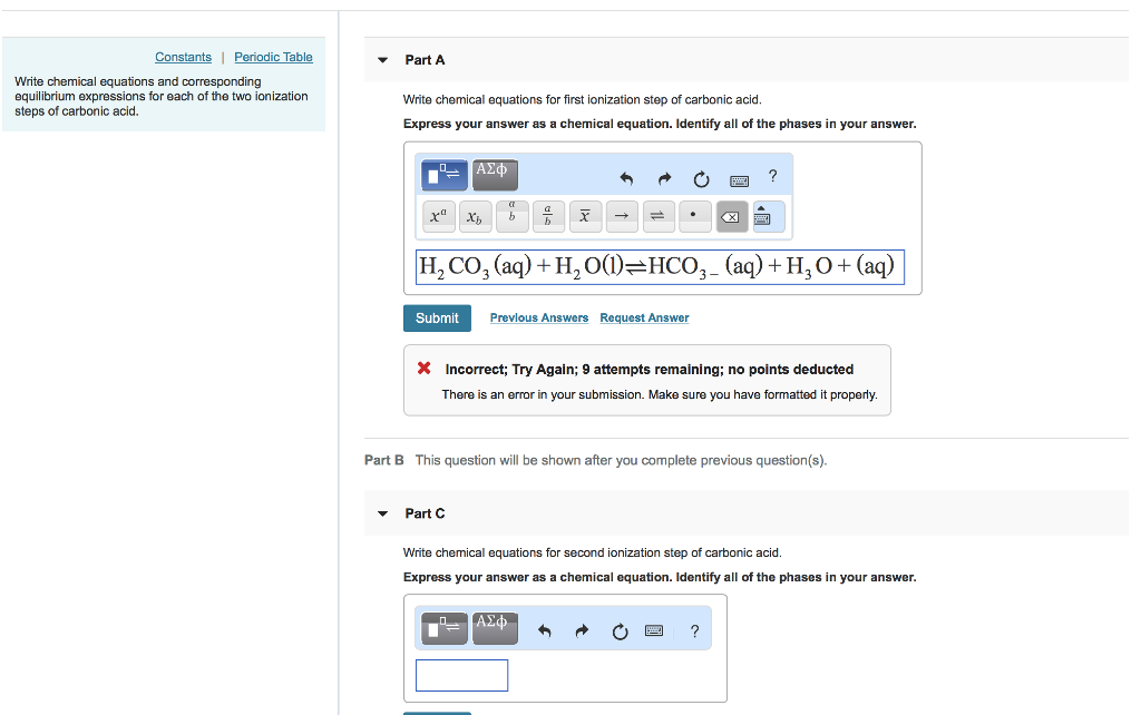 Solved Constants Periodic Table Part A Write chemical | Chegg.com