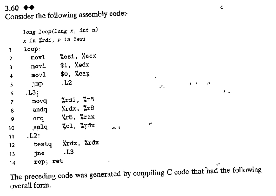 Solved 360 Consider The Following Assembly Code Long Loop 