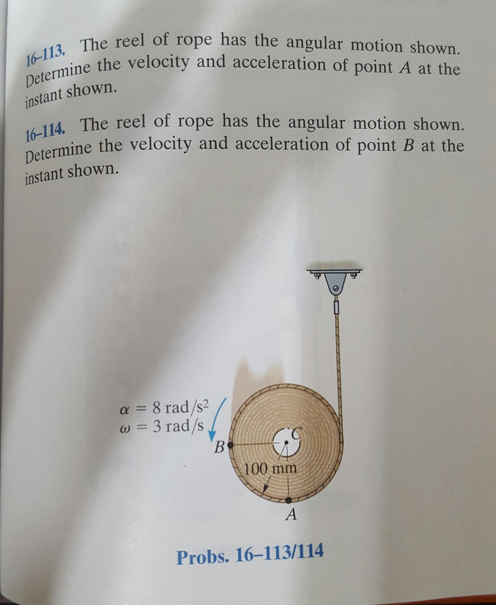Solved The reel of rope has the angular motion shown. | Chegg.com