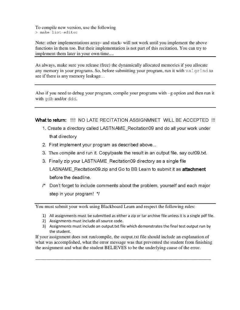 CS 2123 Data Structures Recitation Exercise 09 | Chegg.com